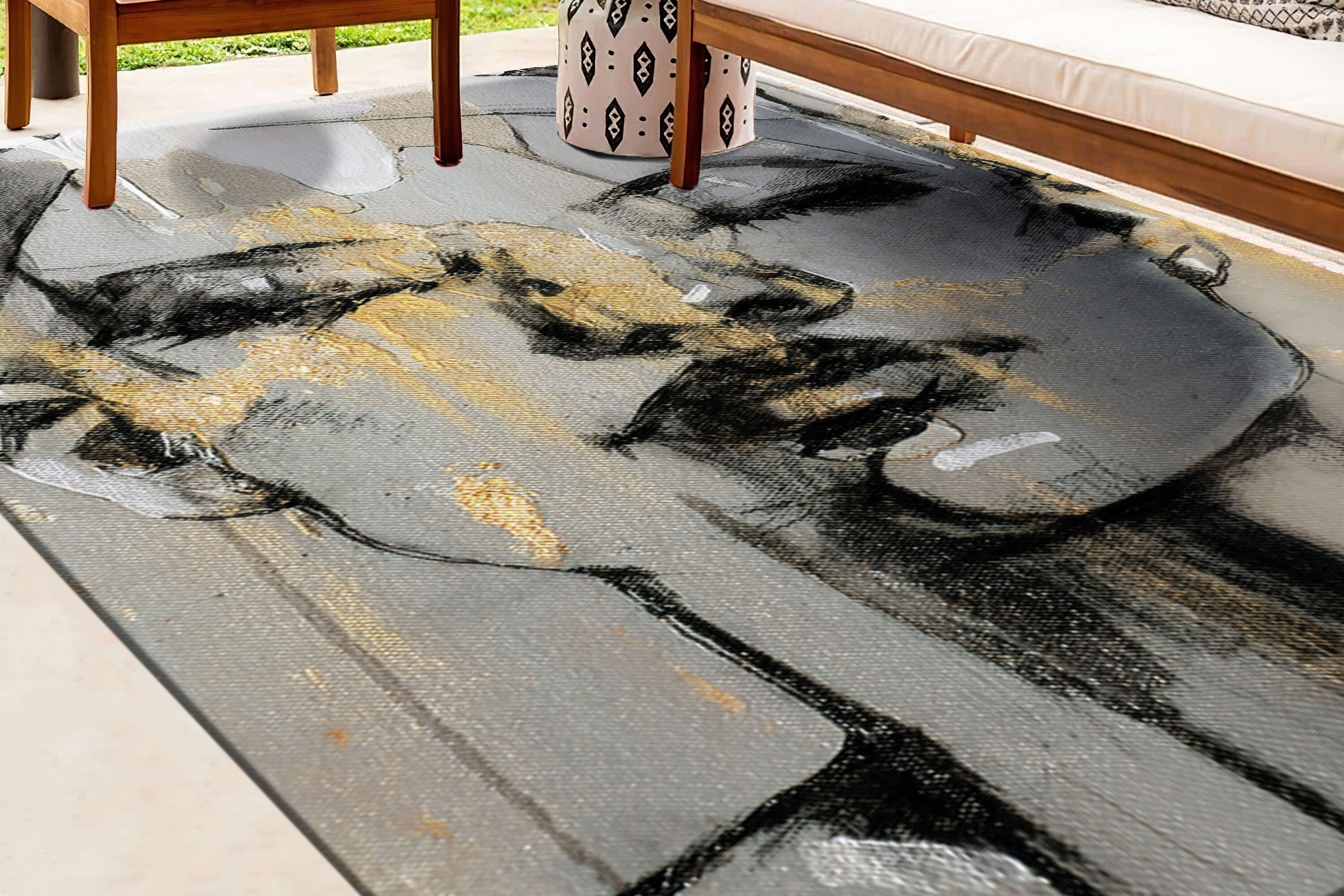 Abstract Woman Face Rug Gold Woman Rug Woman Portrait Rug - Etsy