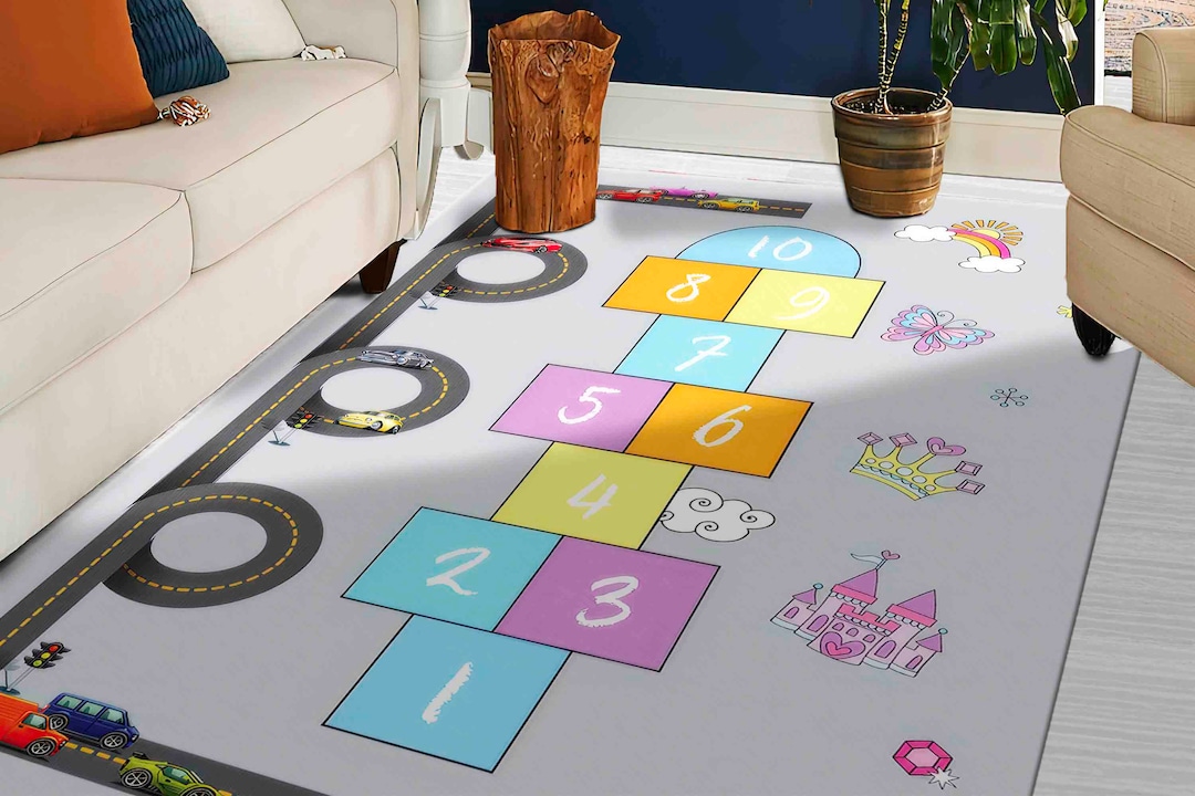 Hopscotch Rug, Personalized Kids Rugs, Play Room Rugs, Children Rugs ...