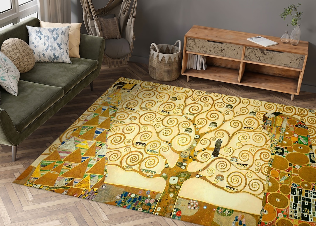 Famous Rugs, Gift Rug, Klimt the Tree of Life Rug, Pet Friendly Rug ...