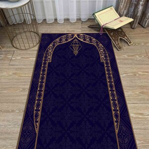 Navy Blue Prayer Rug, Religious Rug, Prayer Rug, Worship Rug, Islamic ...