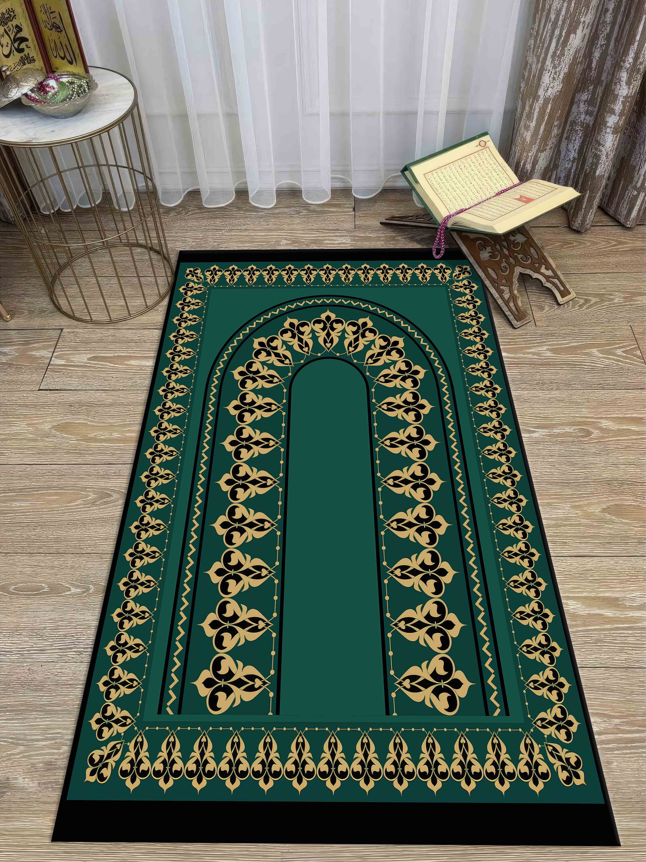 Green Prayer Rug, Yellow Prayer Rug, Prayer Rug, Islamic Rug, Religious ...