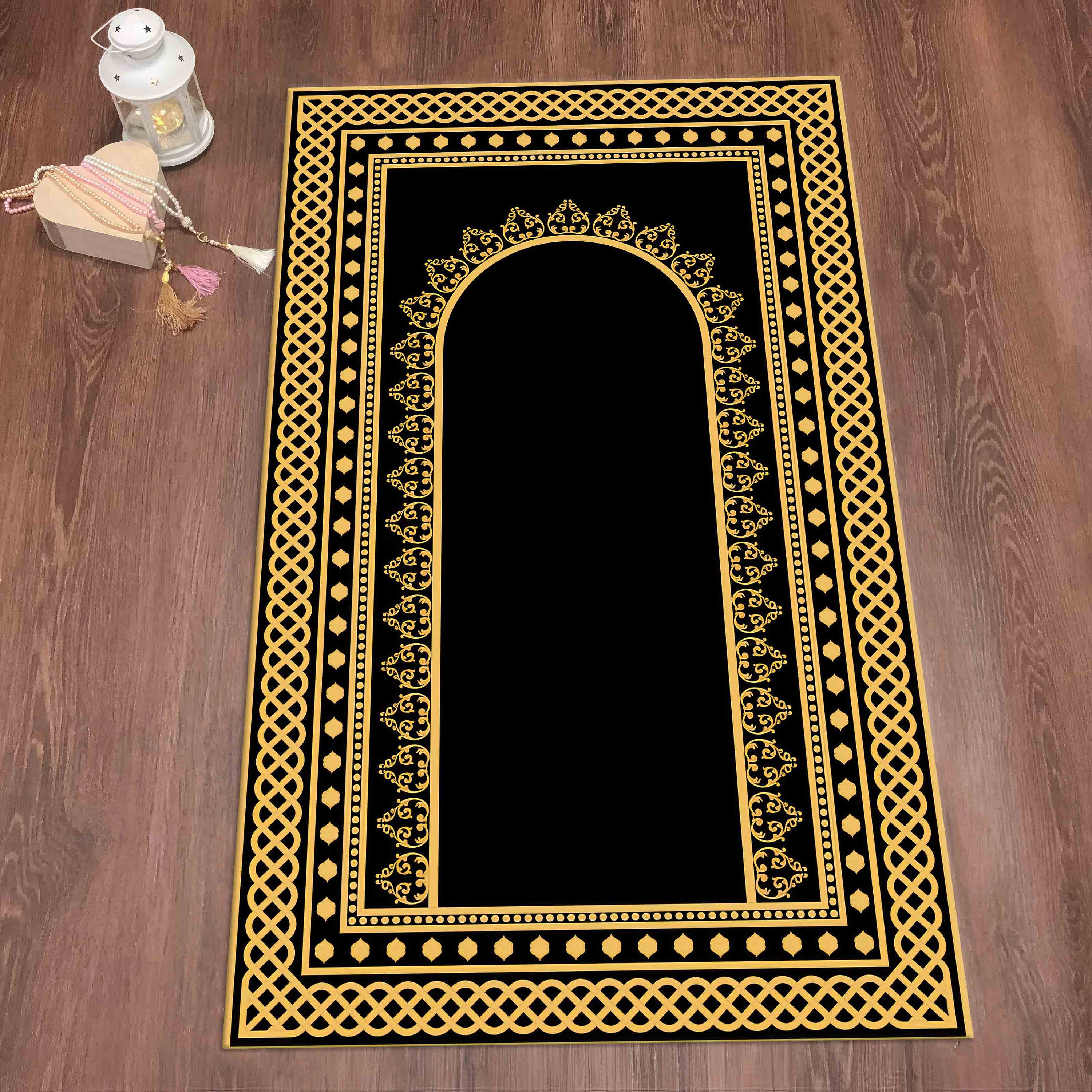 Gold Prayer Rug, Black Prayer Rug, Prayer Rug, Islamic Rug, Gift Rug ...