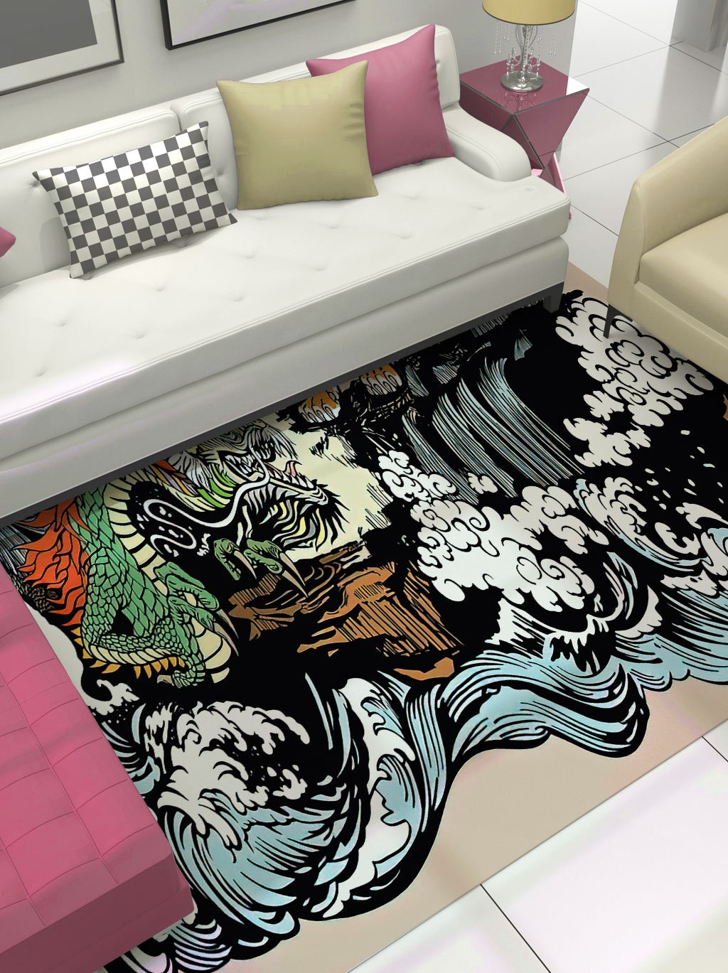 Japanese Rug, Utagawa Kuniyoshi Rugs, Dragon Vs Tiger Rugs, Yin Yang ...