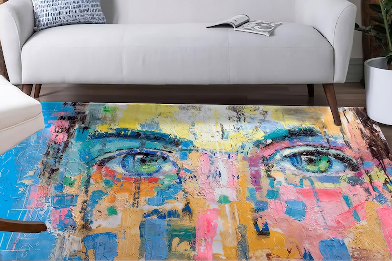 Colorful Man Face Rugs Man Rugs Colorful Abstract Rugs - Etsy