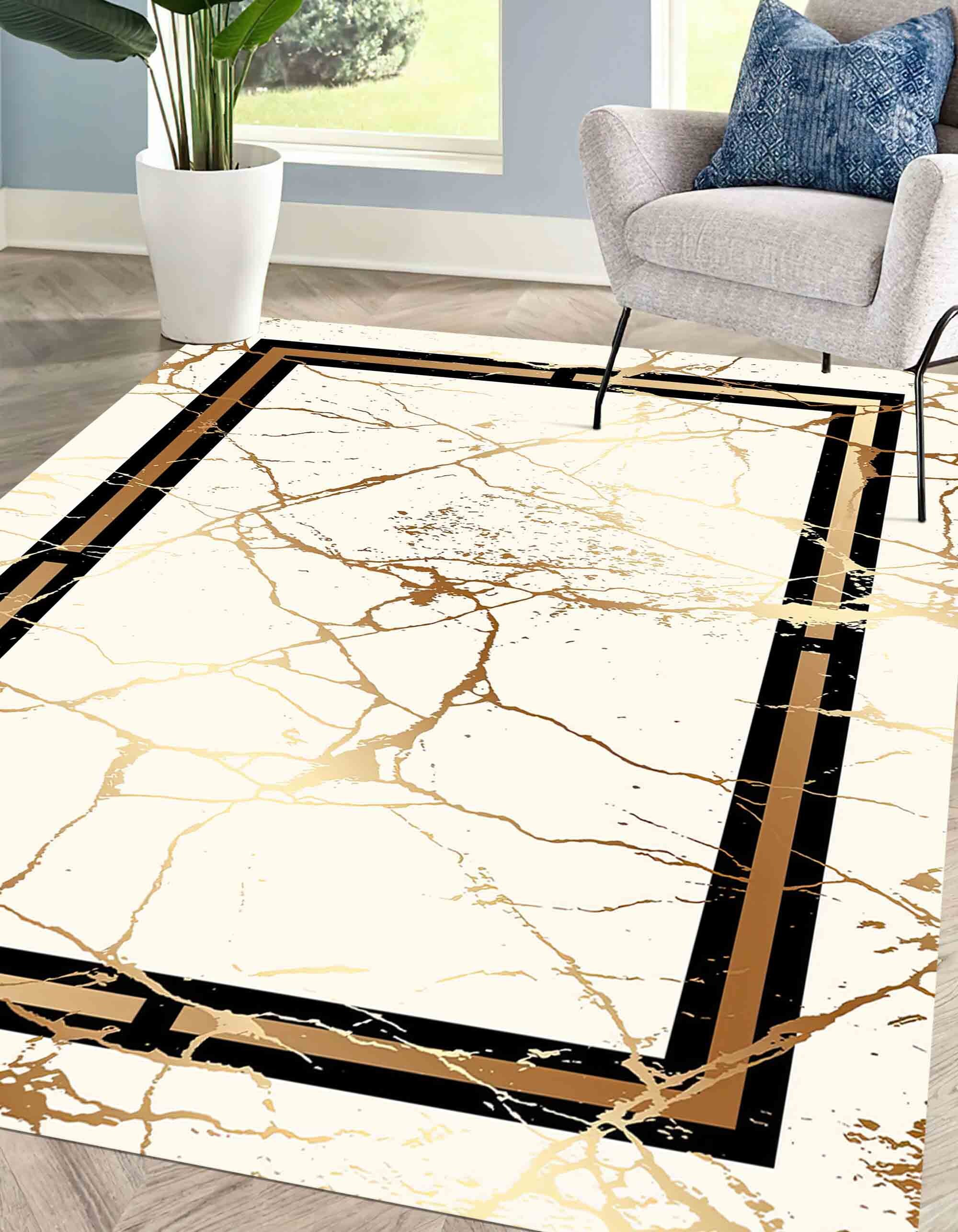 Gold Marble Rug, Black and Gold Rugs, Trendy Rugs, Alcohol Ink Rug ...