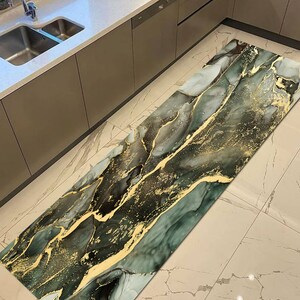 Green and Gold Marble Rug, Green Marble Rug, Luxury Marble Rugs, Marble ...