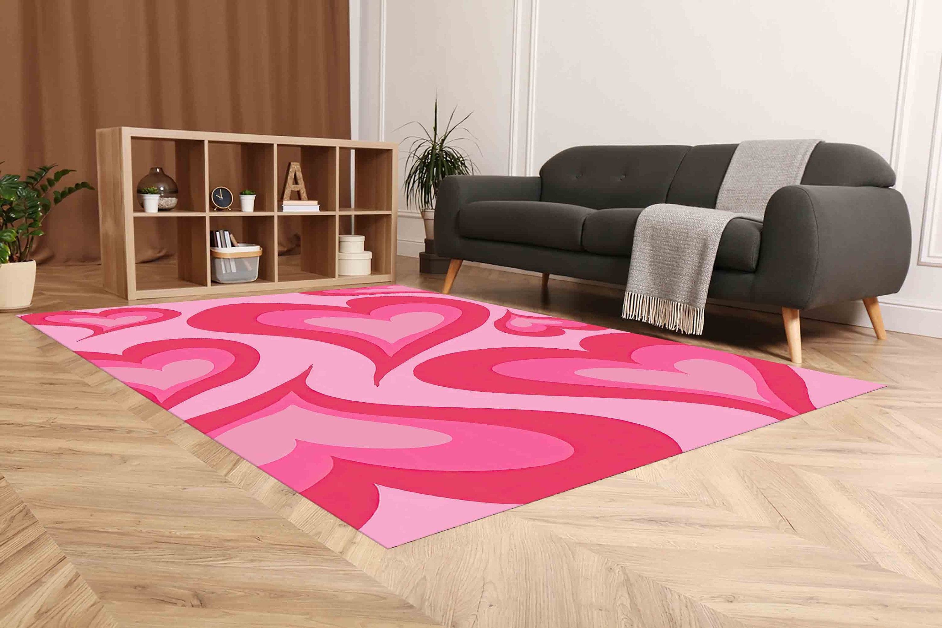 Pink Girl Room Rug, Heart Rug, Pink Rug, Kids Rug, Living Room Rug ...