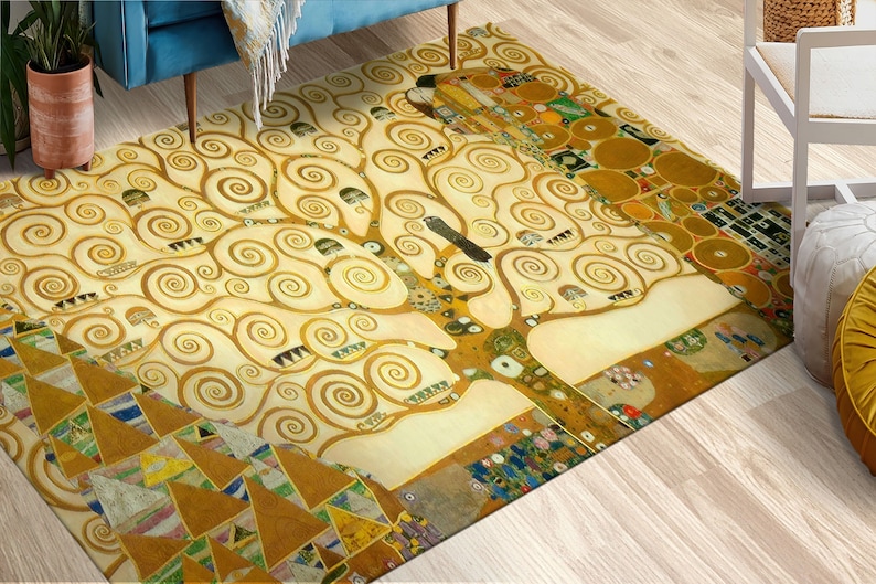 Famous Rugs, Gift Rug, Klimt the Tree of Life Rug, Pet Friendly Rug ...