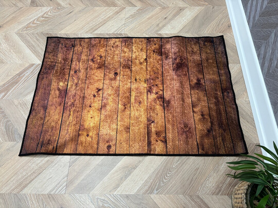Wood Design Rug, Modern Rugs, Parquet Design Rugs, Door Mat, Brown ...