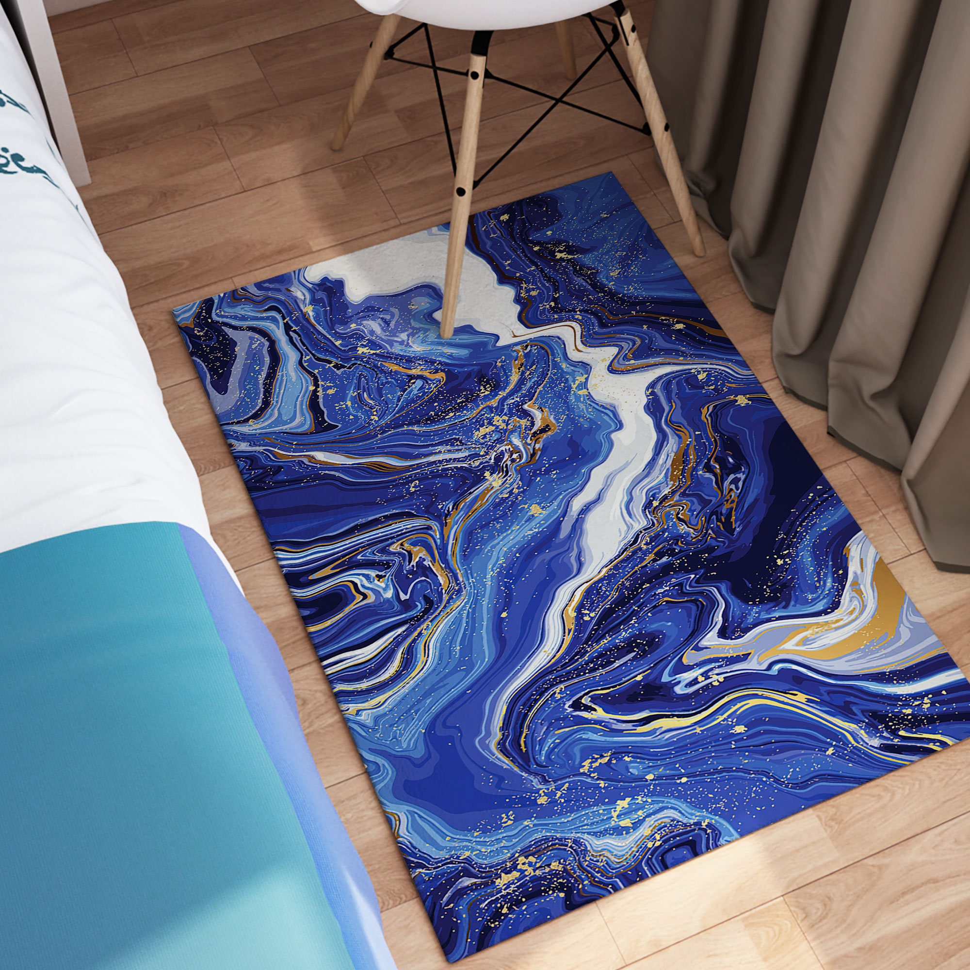 Navy Blue Marble Rug, Modern Marble Rug, Abstract Marble Rug, Alcohol ...