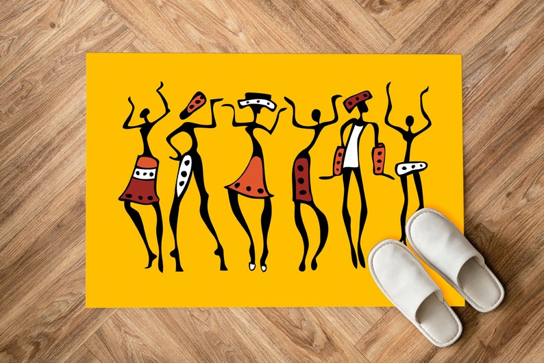 African Dancers Rug African People Dancing Rugs Yellow Rugs - Etsy