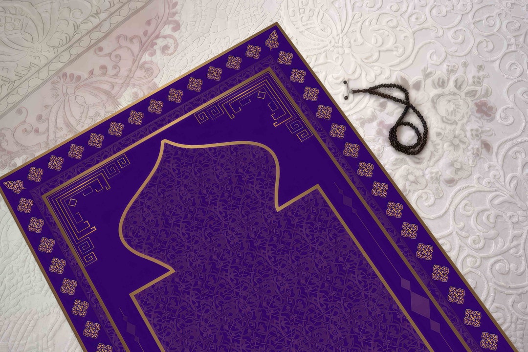 Purple Prayer Rug, Gold Prayer Rug, Spiritual Rug, Worship Rug, Muslim ...