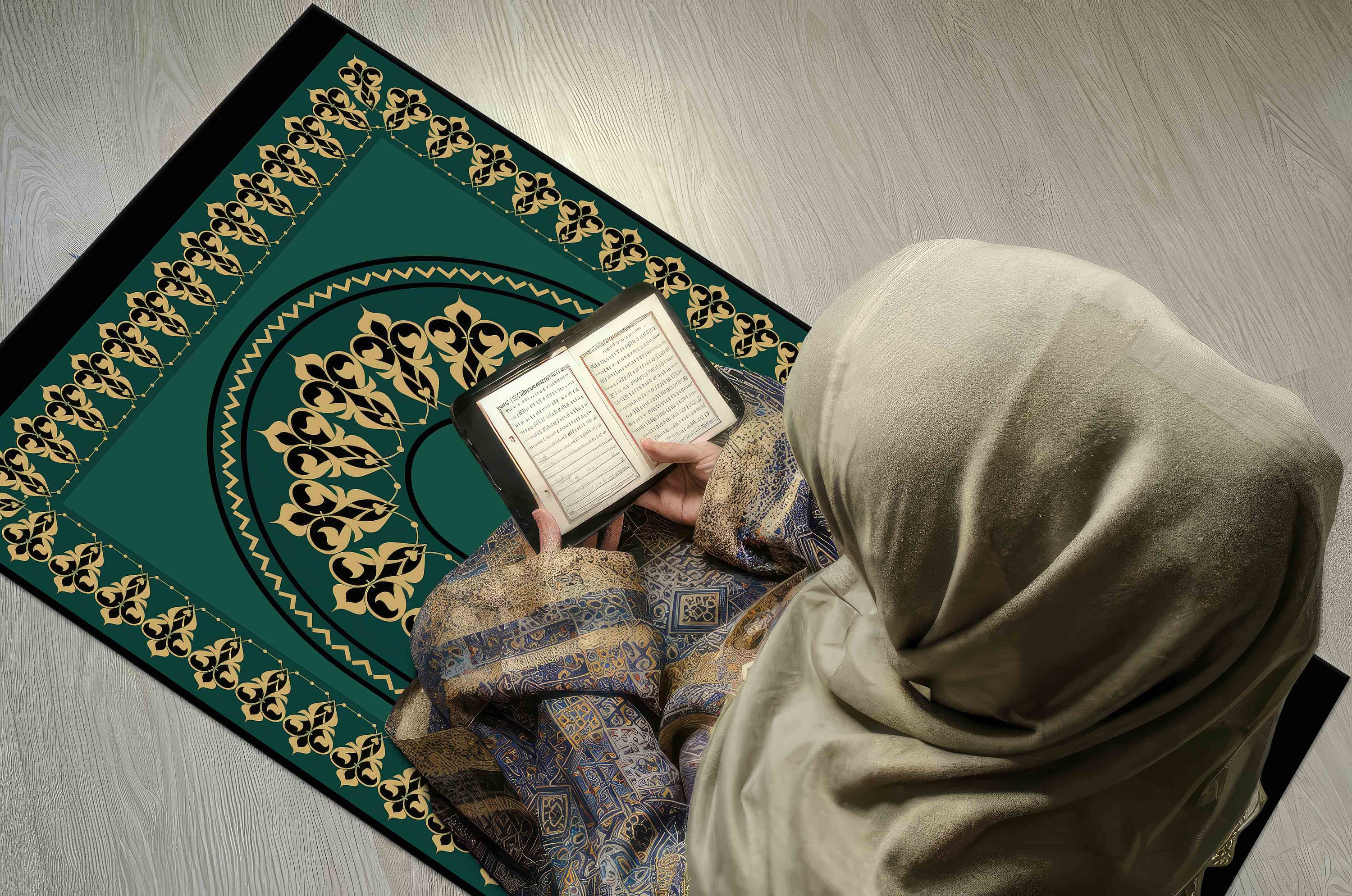 Green Prayer Rug, Yellow Prayer Rug, Prayer Rug, Islamic Rug, Religious ...