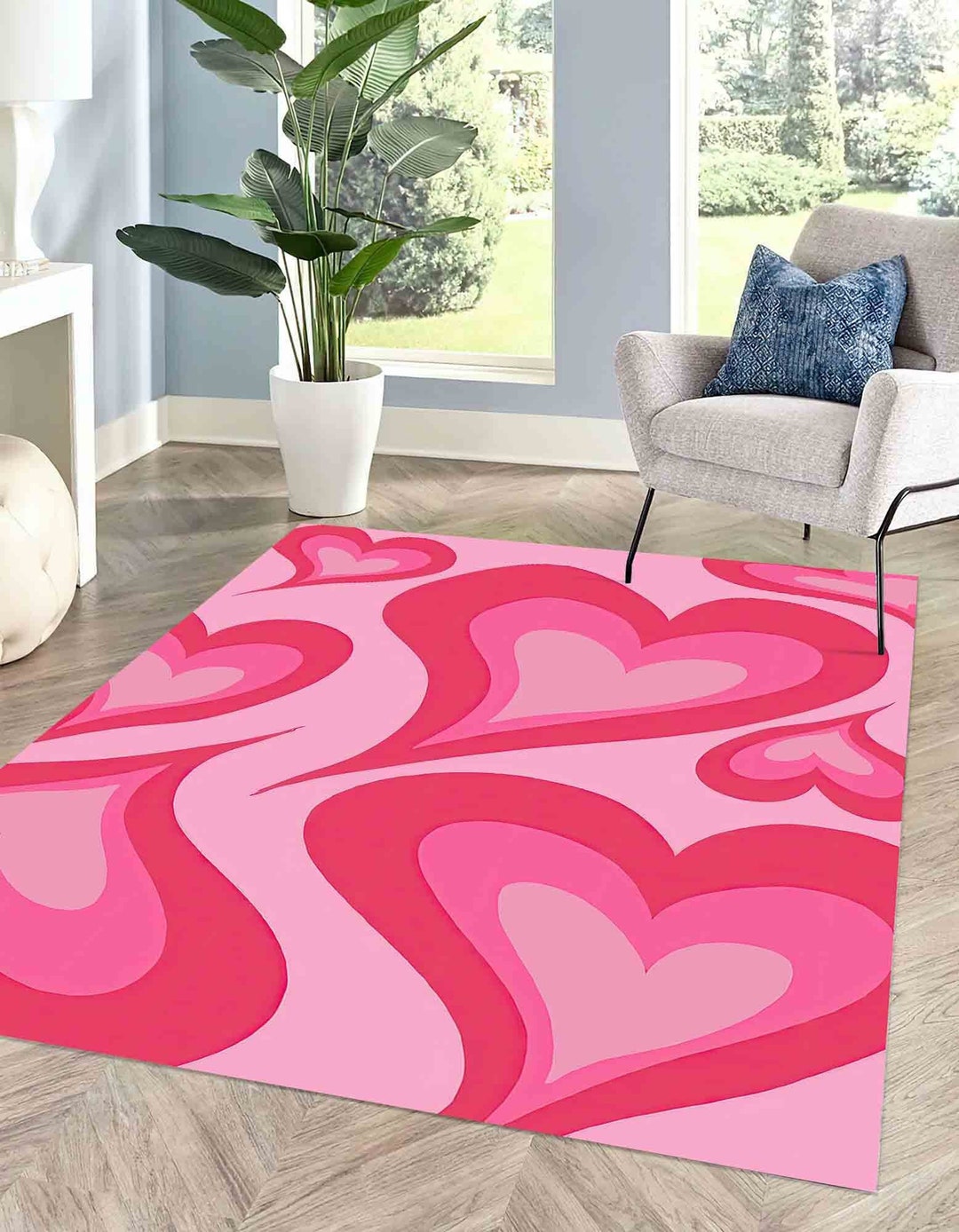 Pink Girl Room Rug, Heart Rug, Pink Rug, Kids Rug, Living Room Rug ...