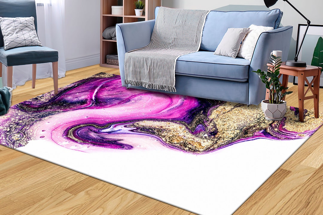 Purple and Gold Marble Rugs, Gold Marble Rug, Purple Rug, Marble Rug ...