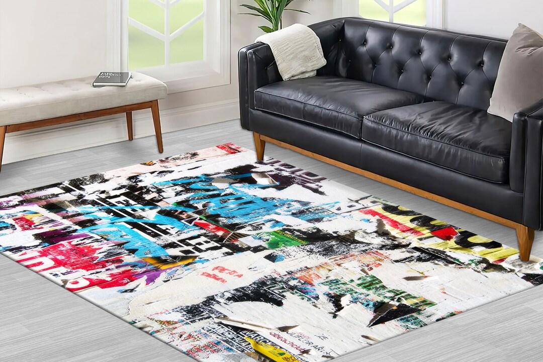 Street Art Rug, Modern Rugs, Torn Rugs, Graffiti Rug, Colorful Rug ...