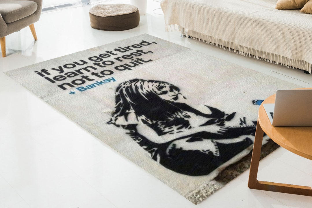 Banksy Girl Rugs, Girl Graffiti Rugs, Cute Girl Rug, Graffiti Rug, Door ...