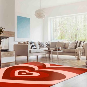 Red Heart Rugs, Bedroom Rugs, Red Rugs, Modern Rug, Salon Decor Rug ...