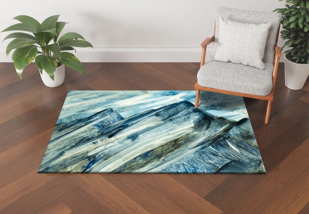 Mountain Rugs, Abstract Mountain Painting Rug, Non Slip Rug, Corridor ...