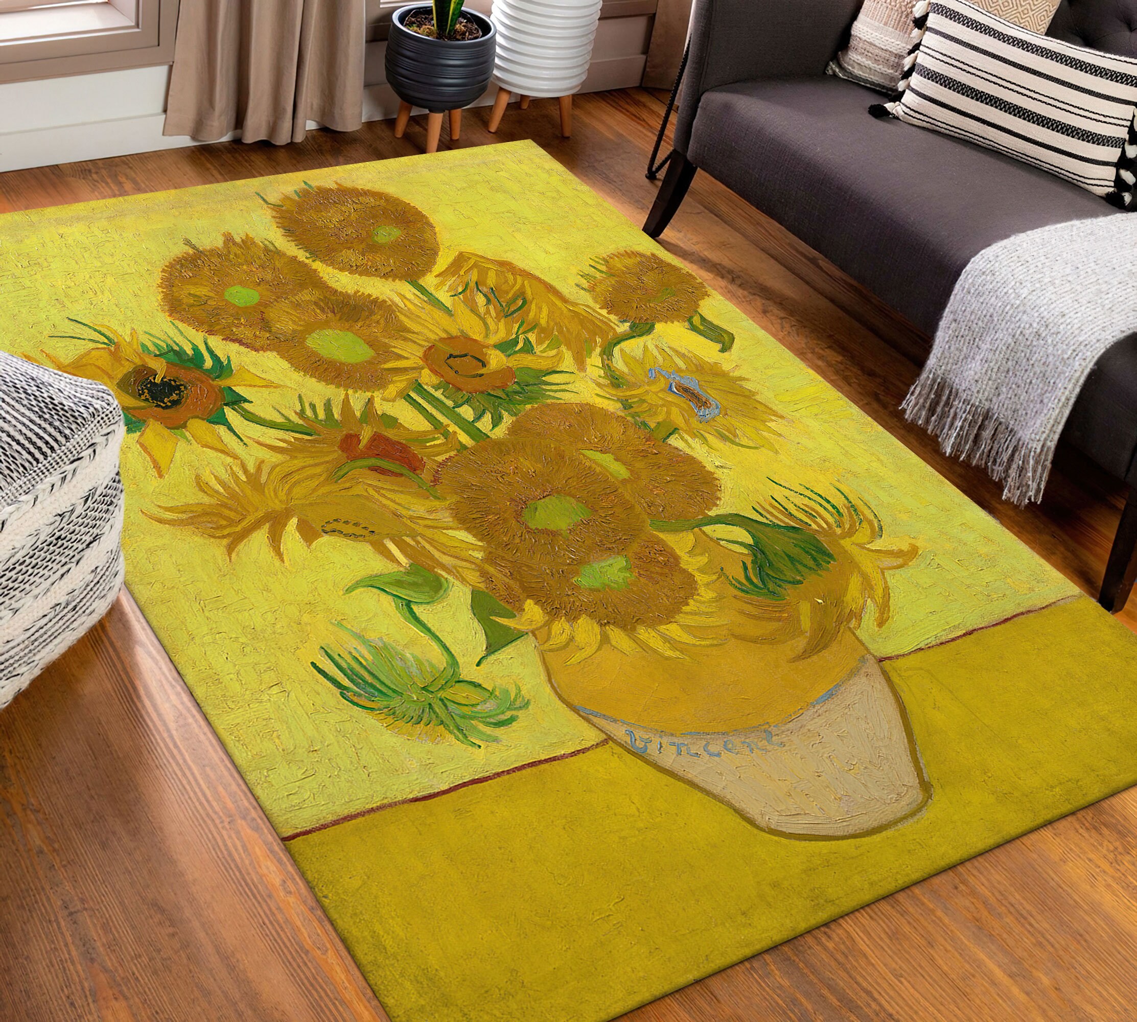 Sunflowers Rug, Vincent Van Gogh Rugs, Van Gogh Rug, Reproduction Rug ...
