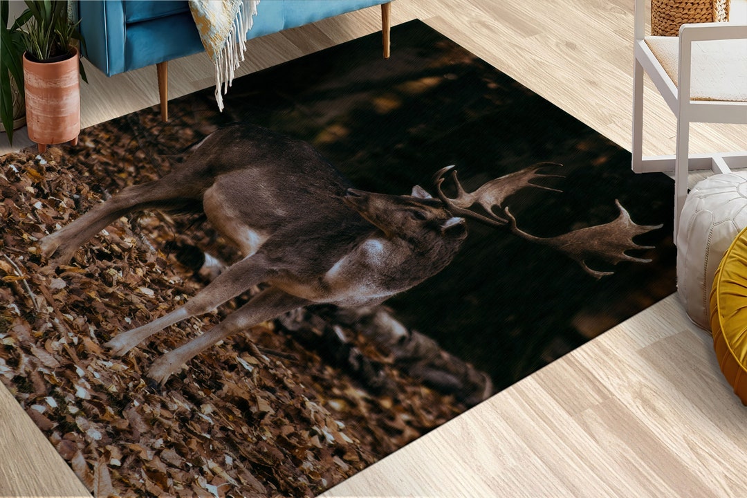 Caribou Rug, Deer Rug, Wildlife Landscape Rugs, Animal Rug, Hallway Rug ...