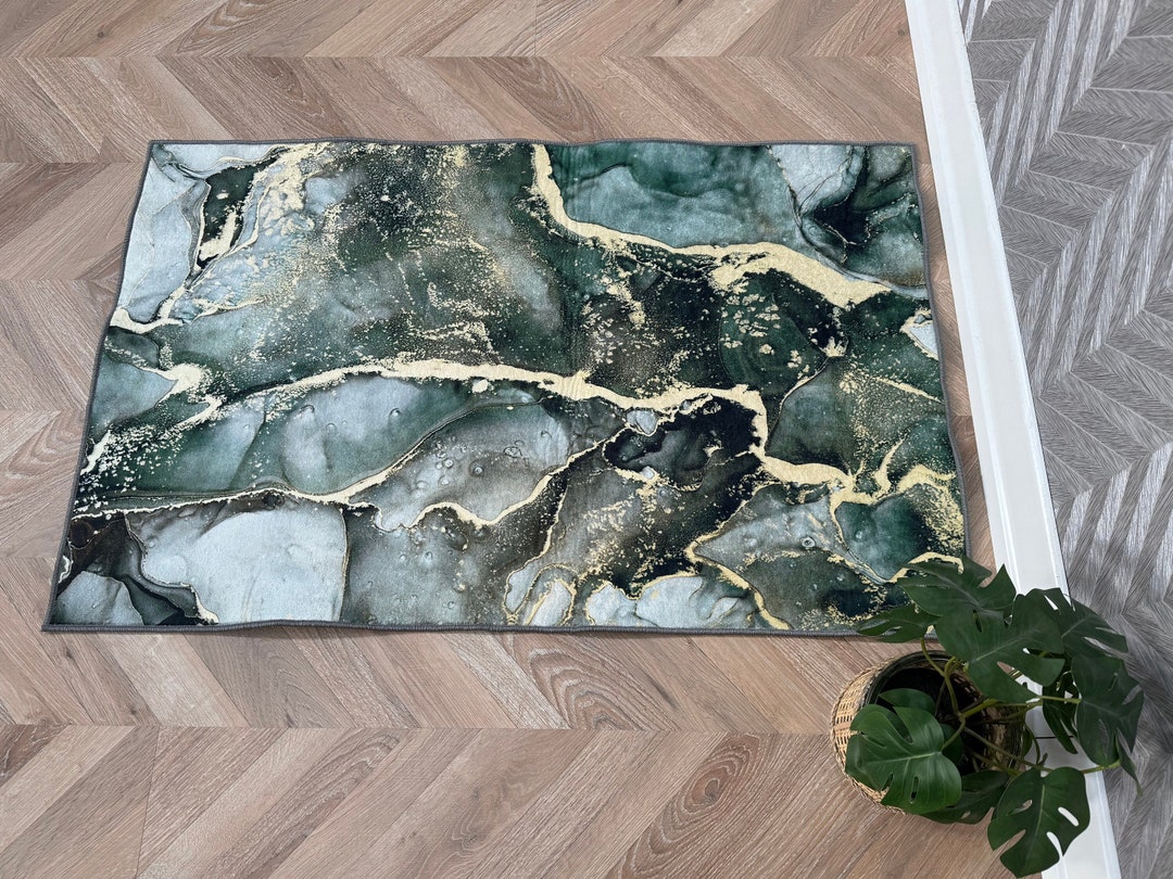 Green and Gold Marble Rug, Green Marble Rug, Luxury Marble Rugs, Marble ...