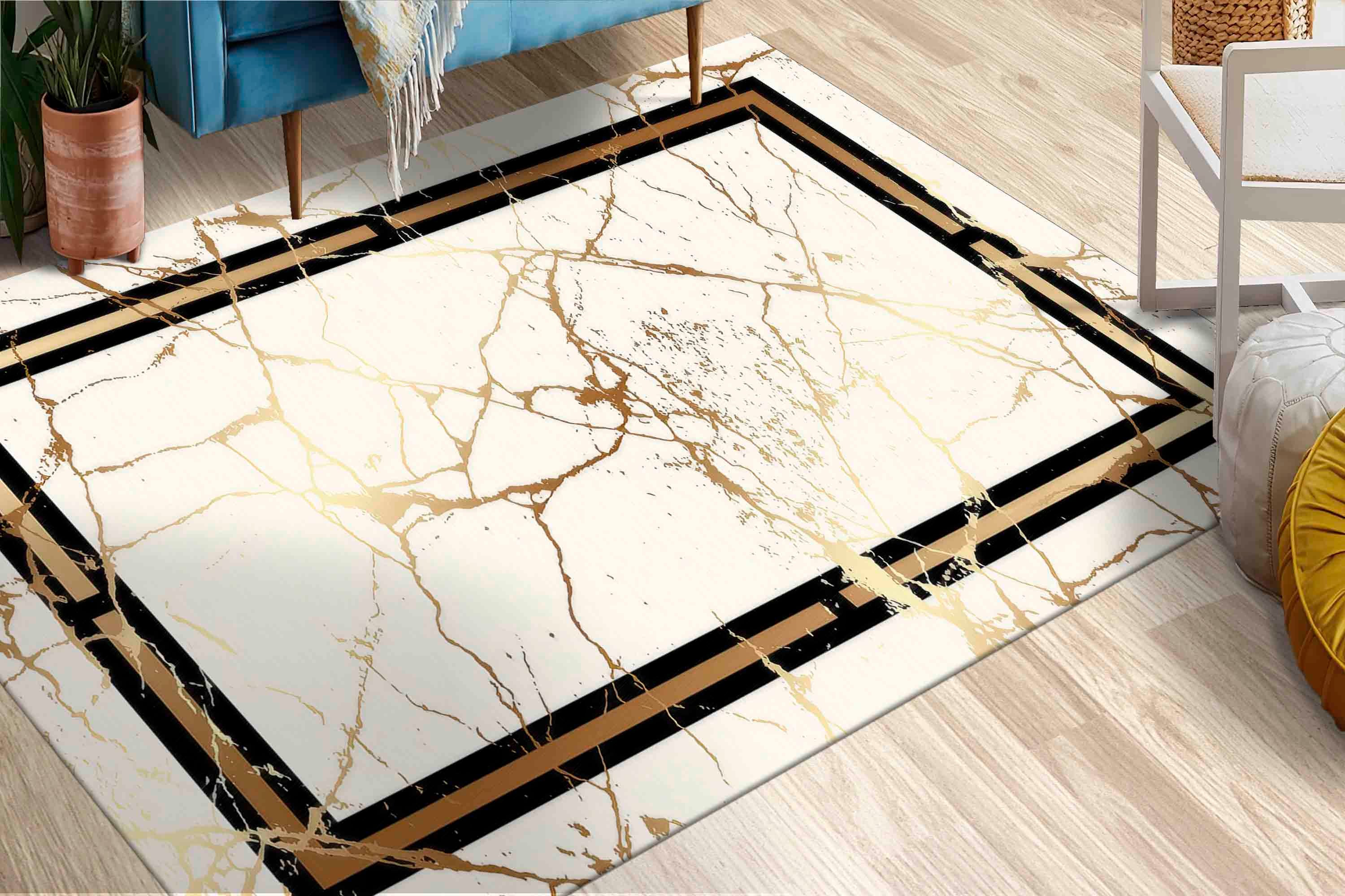 Gold Marble Rug, Black and Gold Rugs, Trendy Rugs, Alcohol Ink Rug ...