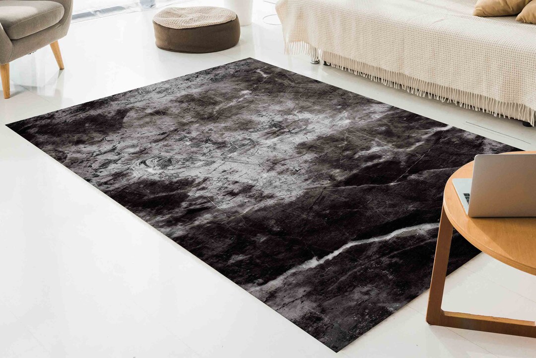 Black Stone Marble Rug, Stone Texture Rugs, Contemporary Rug, Alcohol ...