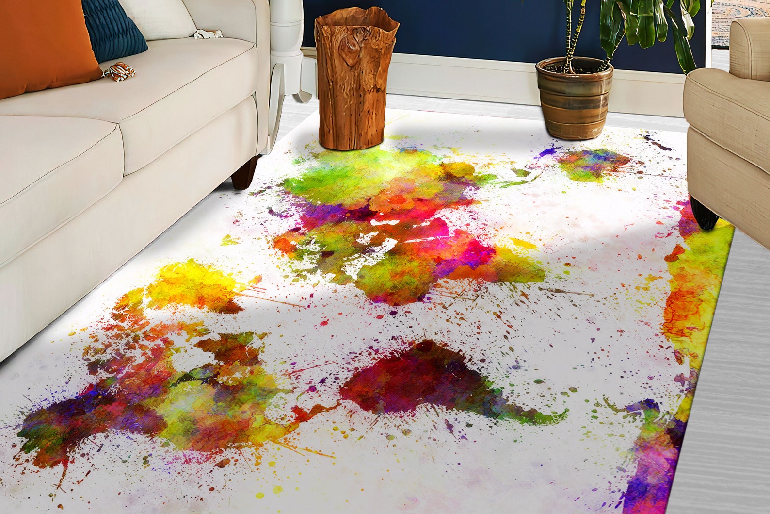 Colorful Abstract World Map Rugs, Abstract Map Rug, Colorful Rugs, Map ...