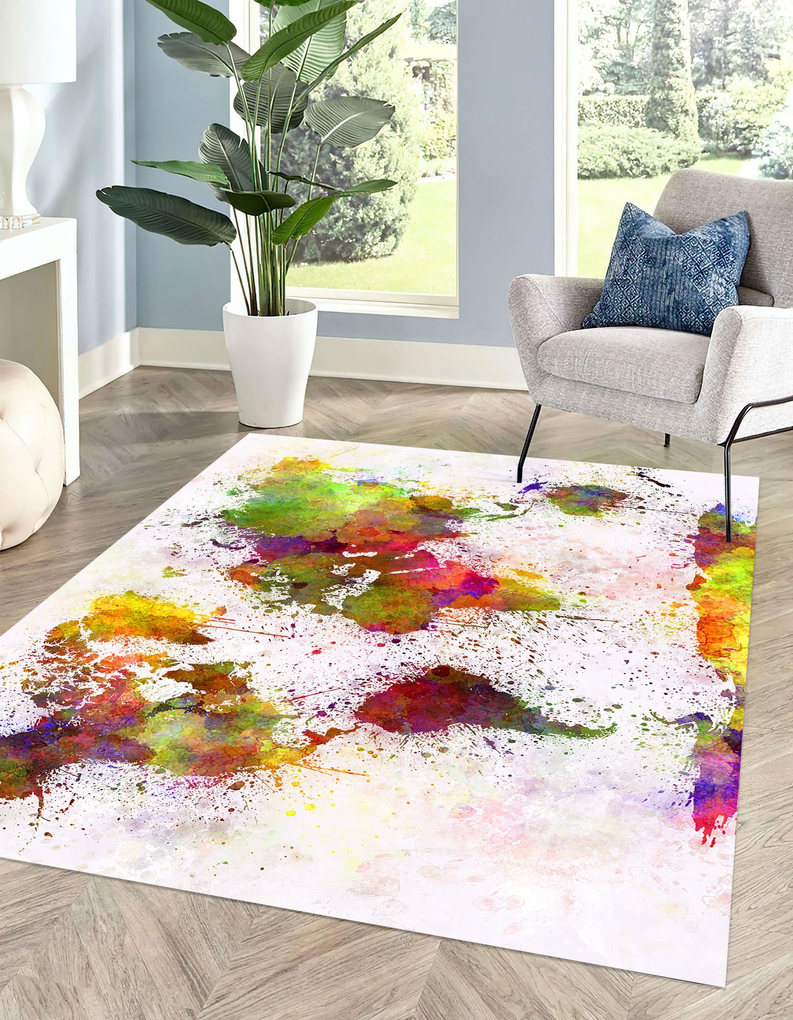 Colorful Abstract World Map Rugs, Abstract Map Rug, Colorful Rugs, Map ...