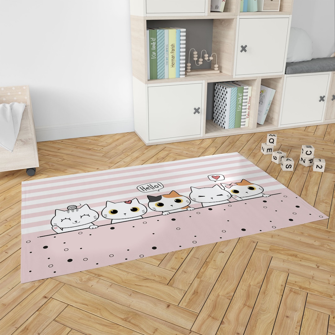 Cat Rug, Cute Cats Rugs, Kids Rug, Housewarming Gift, Gift for Him ...