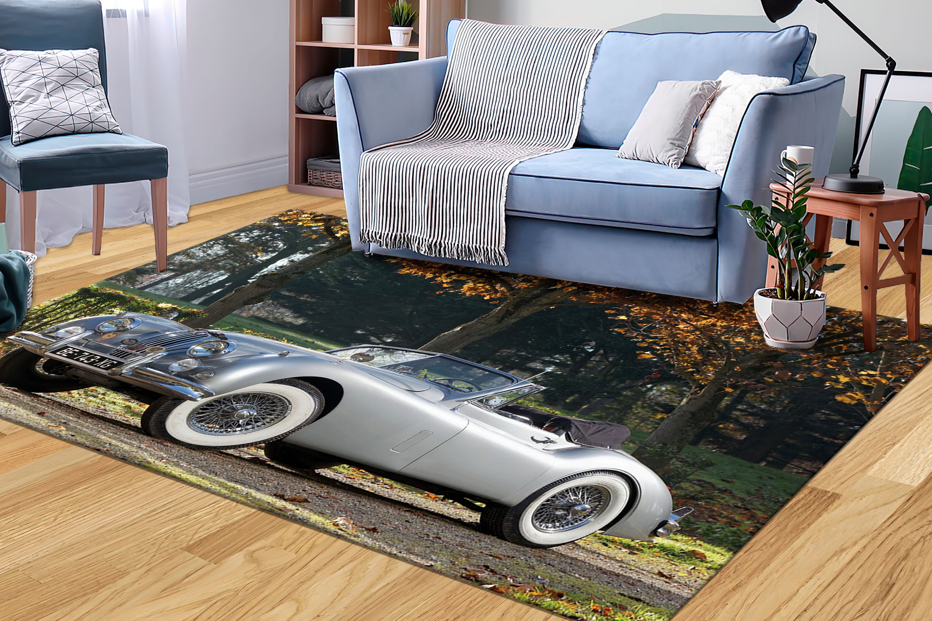 Retro Car Rug, 1954 Jaguar Rug, Vintage Car Rugs, Garage Rug, Saloon ...