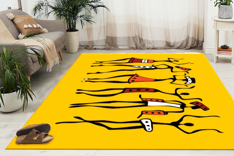 African Dancers Rug African People Dancing Rugs Yellow Rugs - Etsy