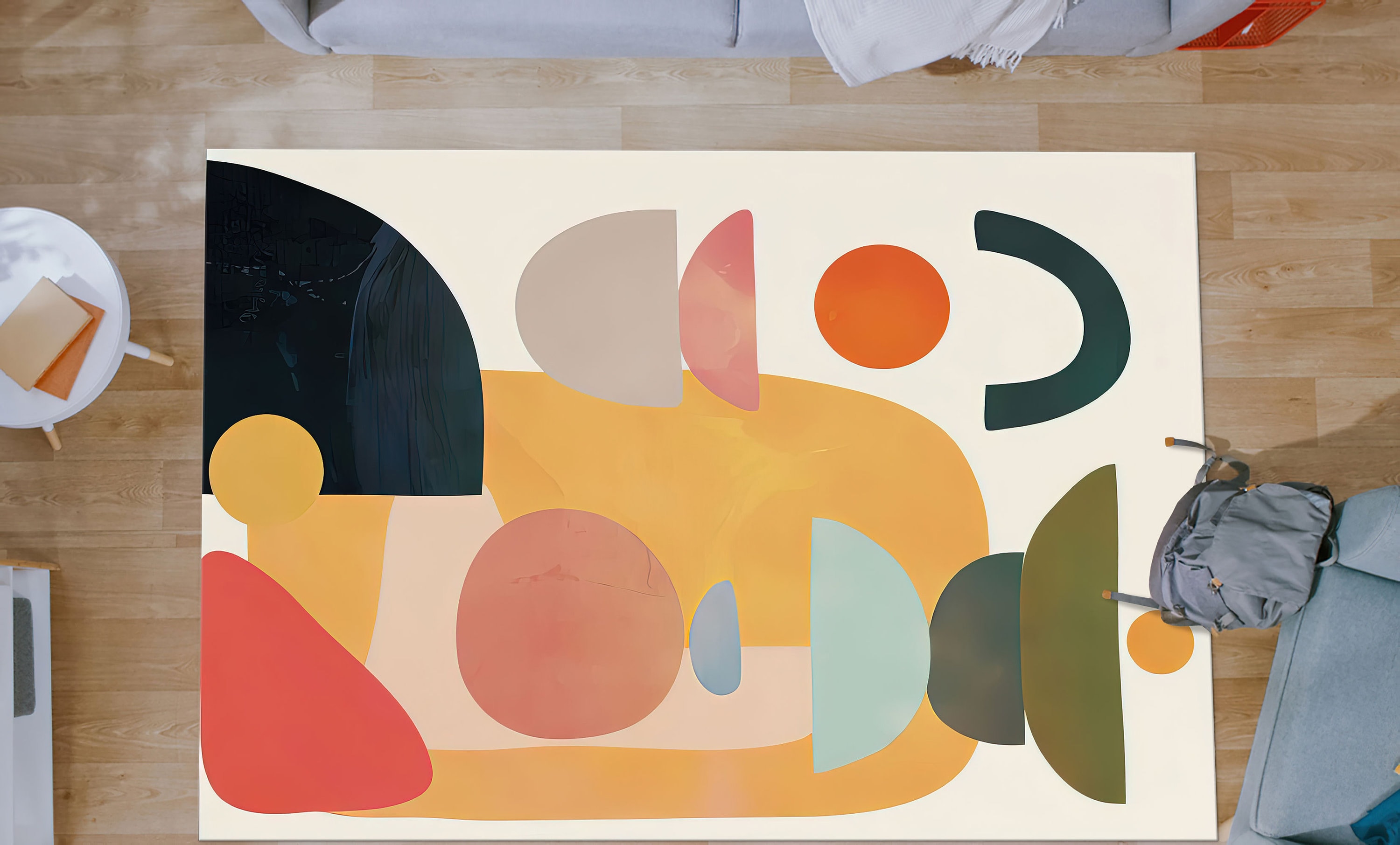 Nordic Scandinavian Rug, Minimal Pattern Rug, Abstract Shape Rug ...