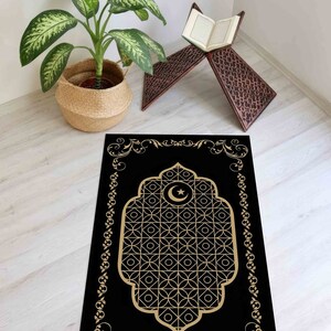 Gold Prayer Rug, Black Prayer Rug, Religious Rug, Moon Star Rug ...