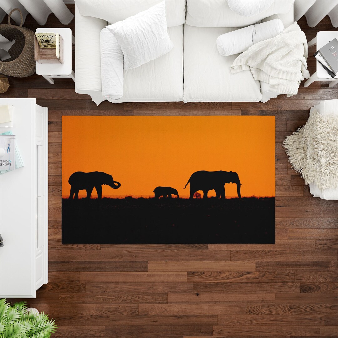 Animal Rug, Elephant Family Rugs, Elephant Rugs, Indoor Rug, African ...