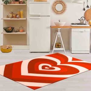 Red Heart Rugs, Bedroom Rugs, Red Rugs, Modern Rug, Salon Decor Rug ...