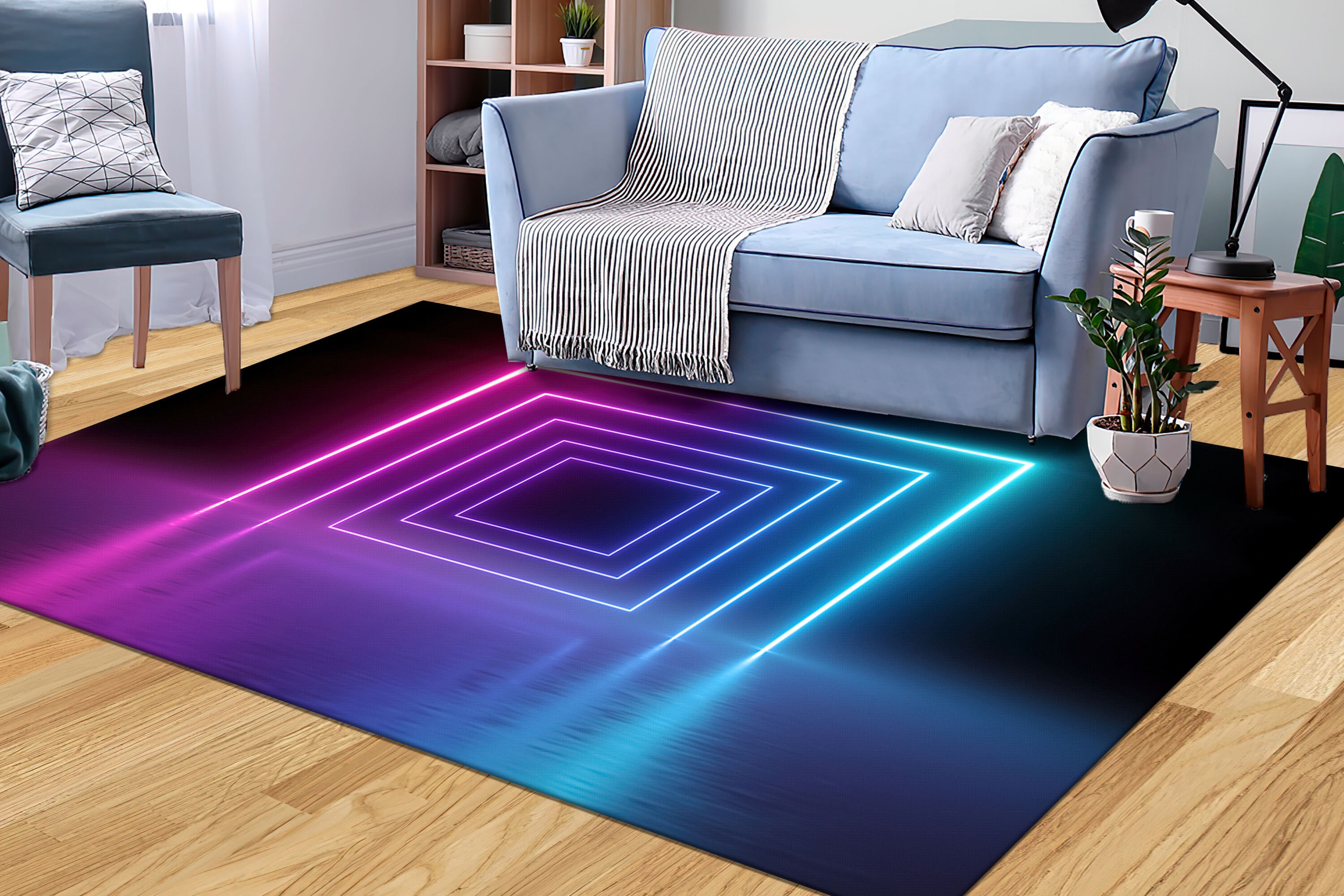 Neons Rugs, Another Dimension Rug, Tunnel Neon Lights Rugs, Modern Rug ...