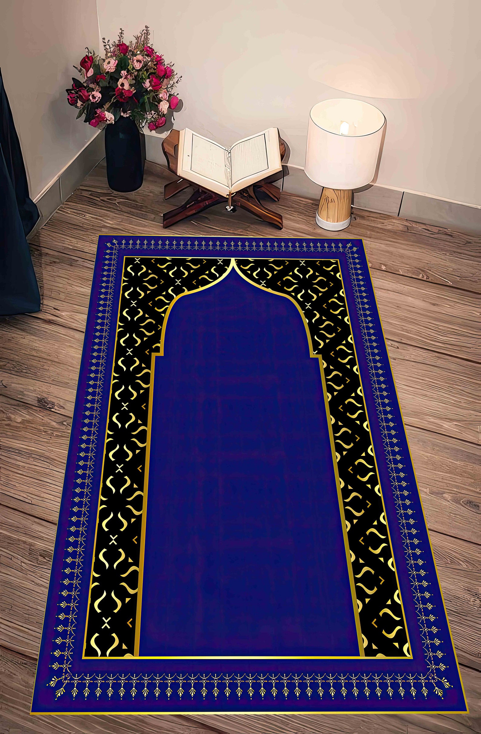 Blue Payer Rug, Gold Prayer Rug, Luxury Prayer Rug, Religious Rug ...