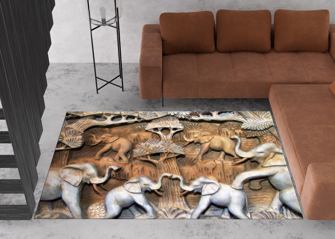 Elephant Rugs, Elephant Sculpture Rug, Sculpture Rugs, Animal Rug, Area ...