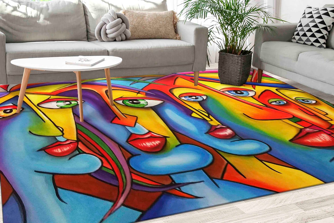 Colorful Abstract Rugs, People Rug, Human Portrait Rugs, Modern Rug ...