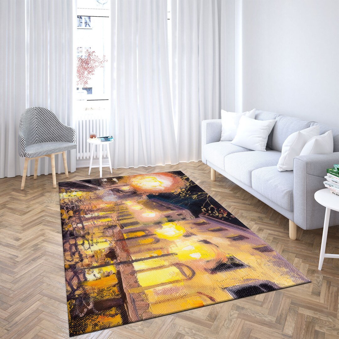 Night in Paris Rug, Paris Landscape Rugs, Night Landscape Rugs, View ...