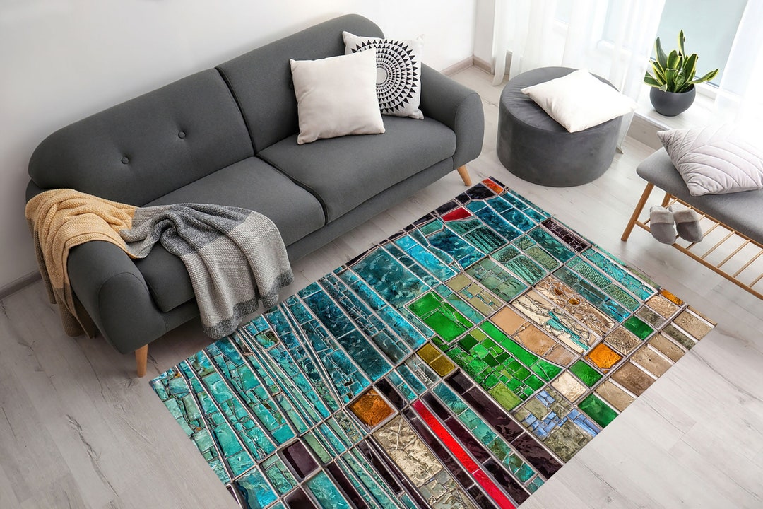 Pattern Rug, Chenille Rug, Gift Rug, Gift for the Home, Stained Glass ...