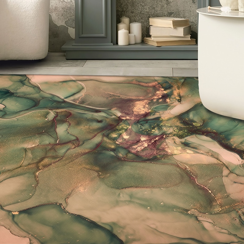 Brown Gold Marble Rug - Etsy