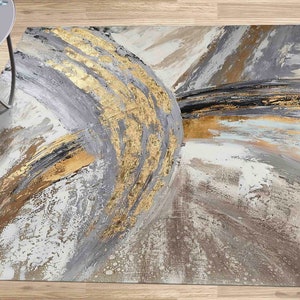 Abstract Gold Marble Rug, Gold Rug, Gold and Silver Rugs, Marble Rugs ...
