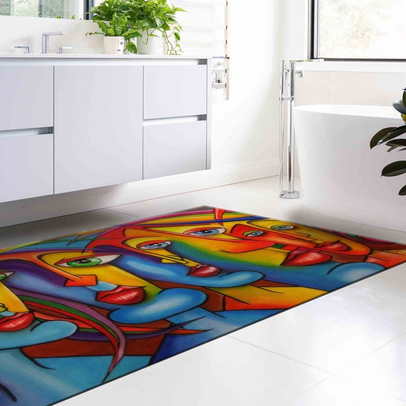 Colorful Abstract Rugs, People Rug, Human Portrait Rugs, Modern Rug ...