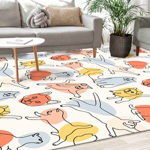 Cat Pattern Rug, Boho Rug, Cat Lover Rug, Animal Rug, Machine Washable ...