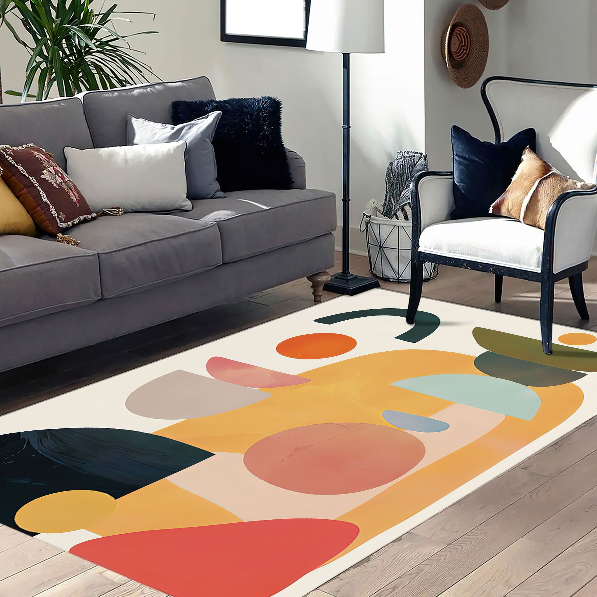 Nordic Scandinavian Rug, Minimal Pattern Rug, Abstract Shape Rug ...