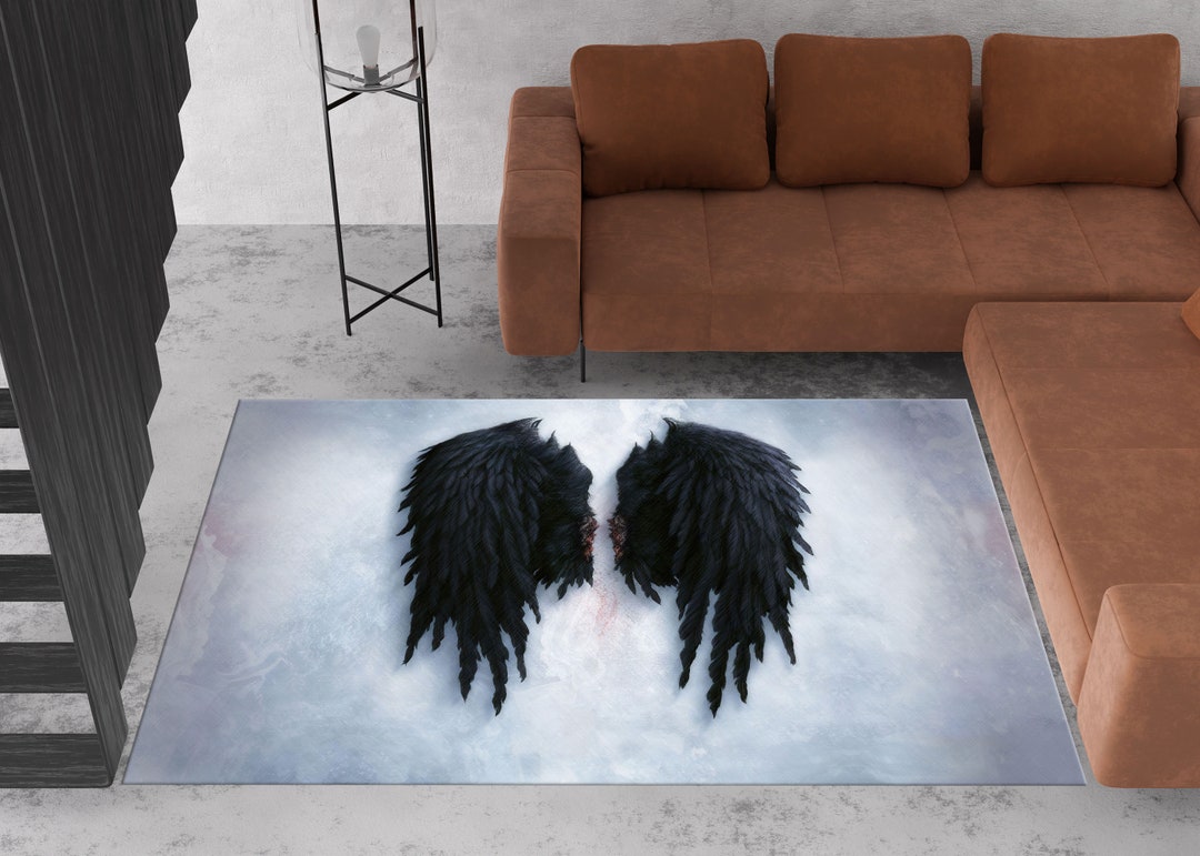 Black Wings Rugs, Wing Rug, Abstract Wing Rugs, Angel Decor Rugs ...