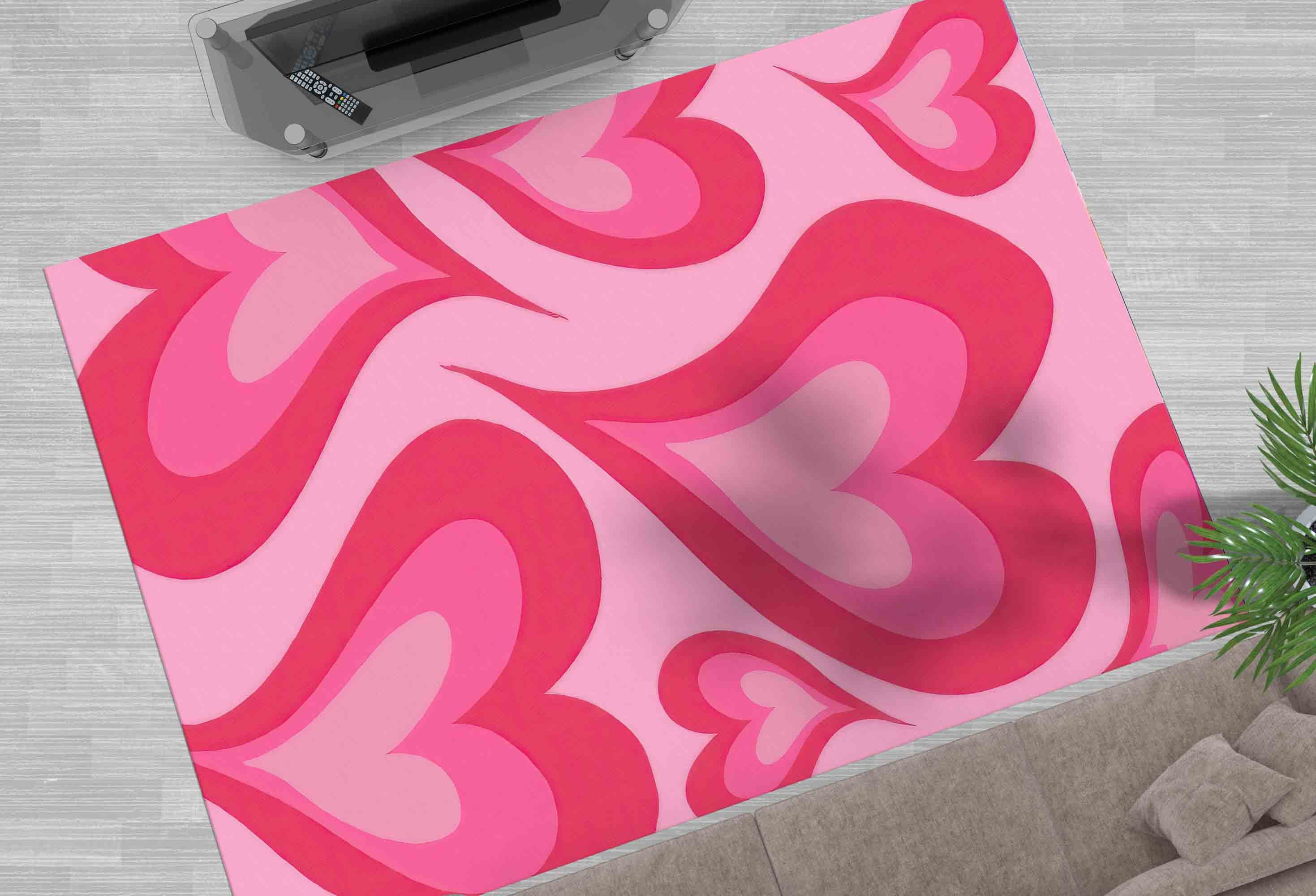 Pink Girl Room Rug, Heart Rug, Pink Rug, Kids Rug, Living Room Rug ...